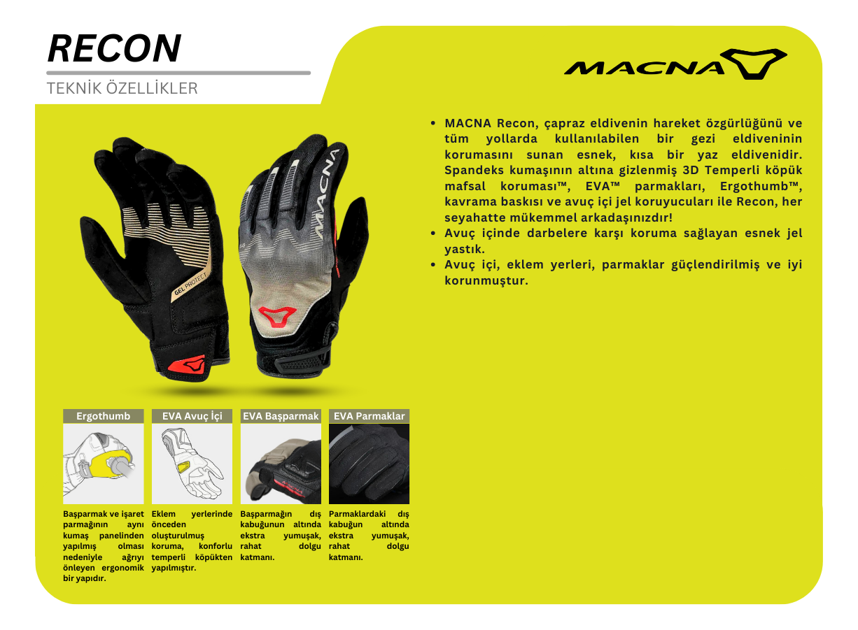 MACNA RECON ELDİVEN ERKEK BEJ SİYAH | SÜRÜCÜ EKİPMANLARI | motorcugocmen